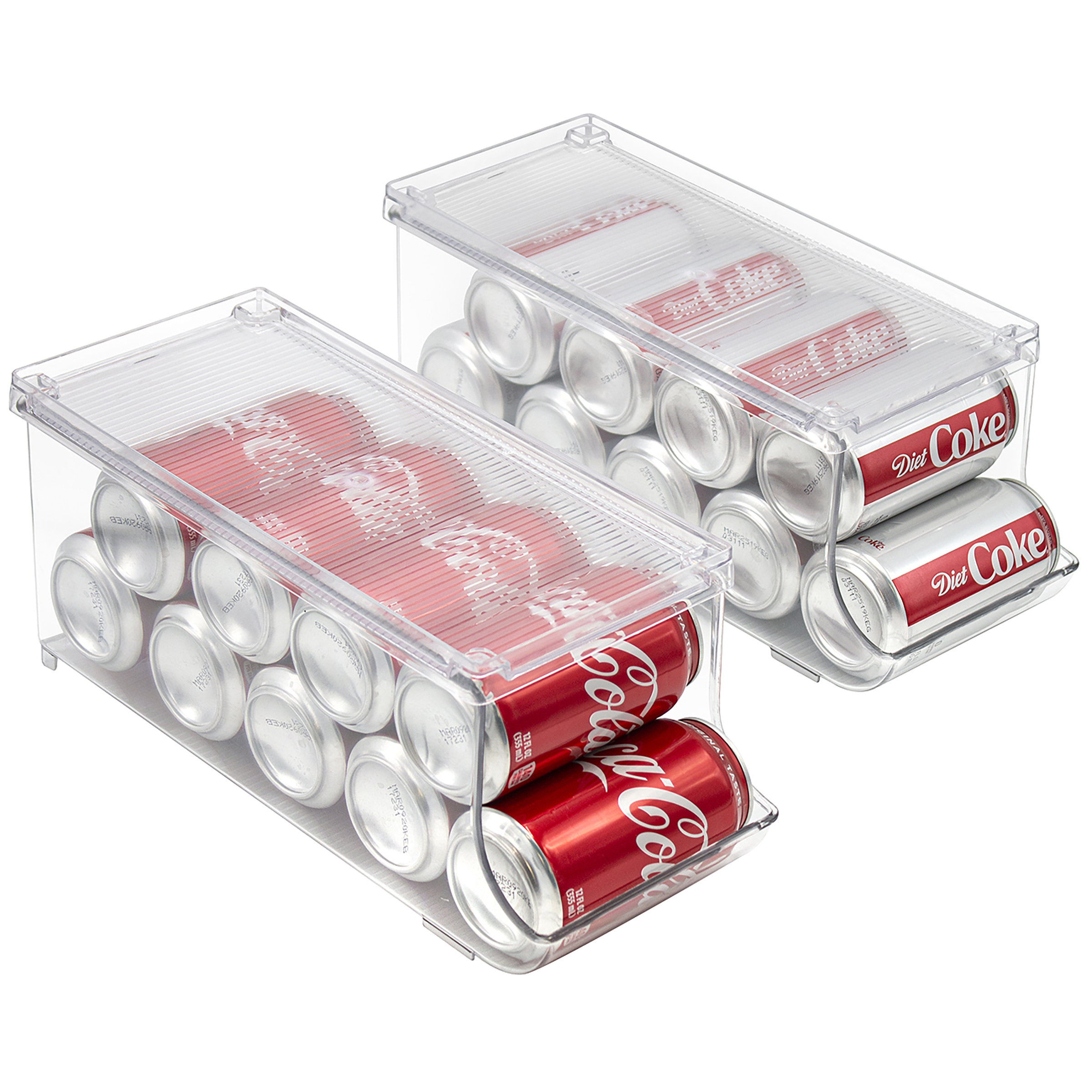 Sobus 2-pack Stackable Clear Plastic Soda Can Organizer with Lids ...