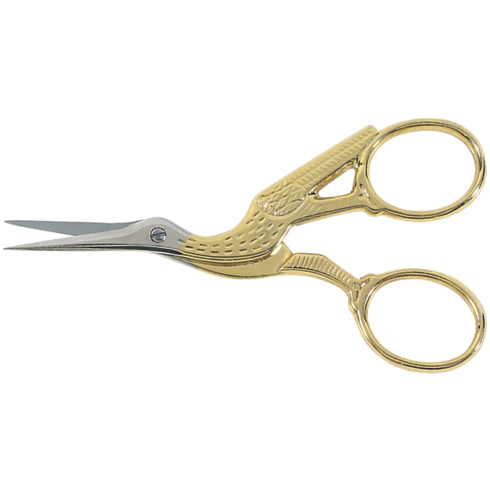 Gingher Gold-Handled Stork Embroidery Scissors 3.5 - W/Leather Sheath | HSN
