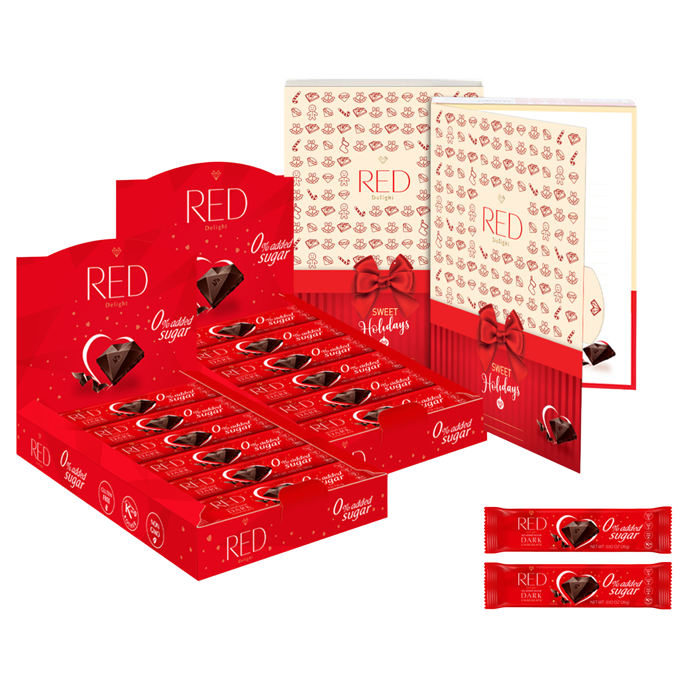 RED Grab & Go 24-pack Chocolate Bars with Gift Box | HSN