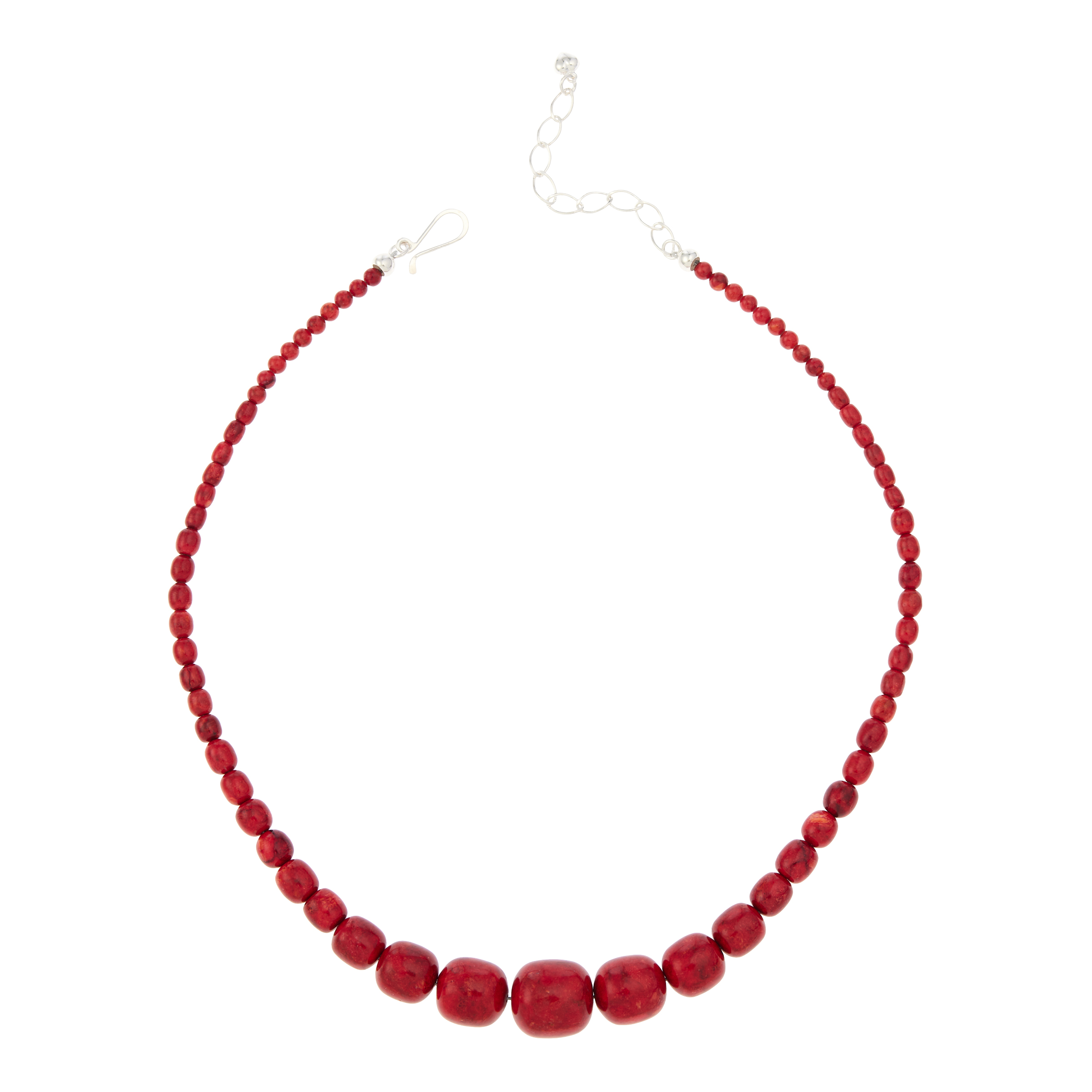 Jay King Sterling Silver Red Coral Graduated Bead 18" Necklace ...