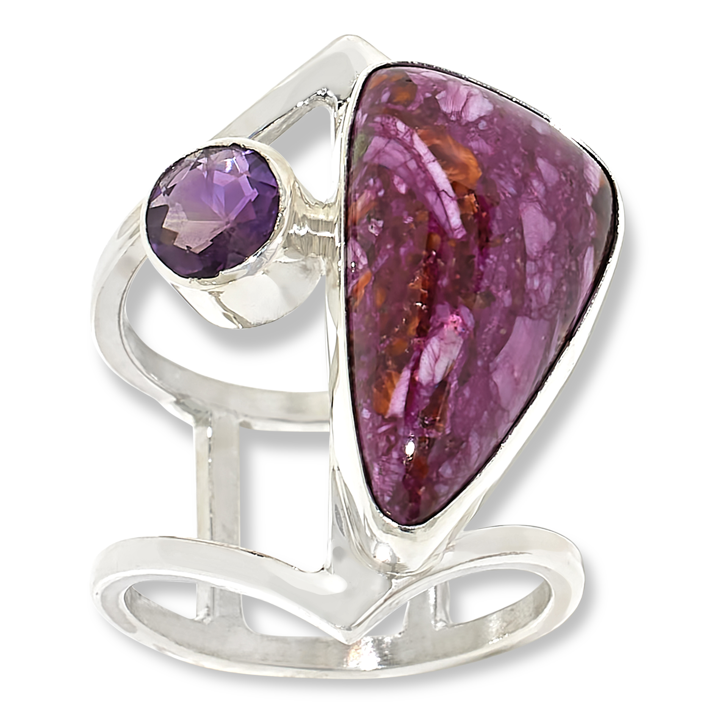 Jay King Sterling Silver Purple Spiny Oyster Shell and Amethyst Ring - 23307837 | HSN