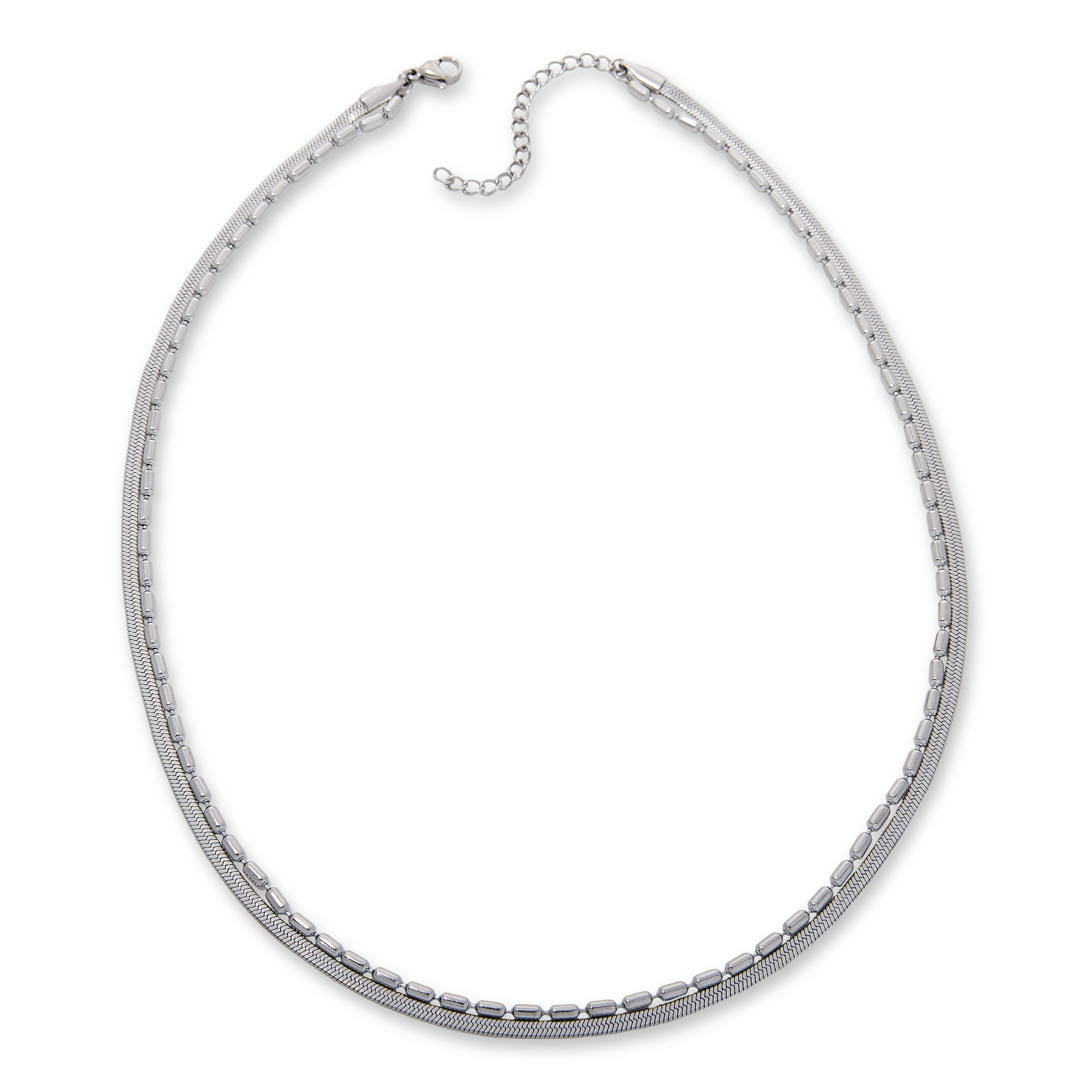 Stately Steel 17-15/16" Stainless Steel Layered Chain Necklace ...