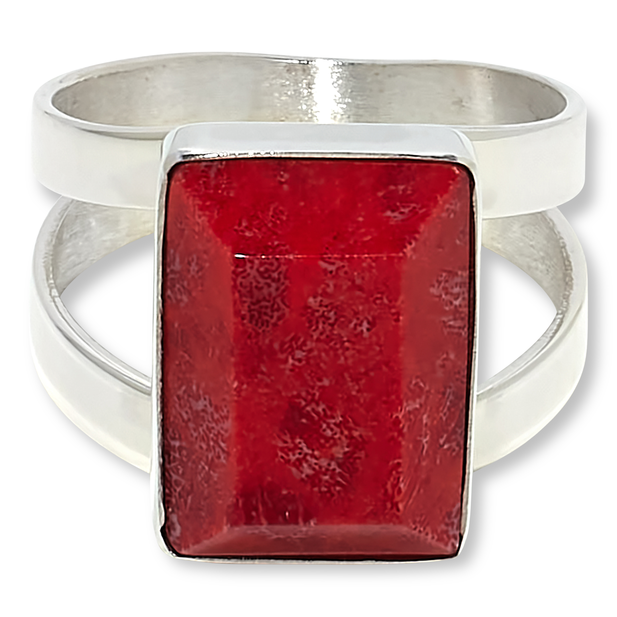 Jay King Sterling Silver Red Coral Rectangular Ring | HSN