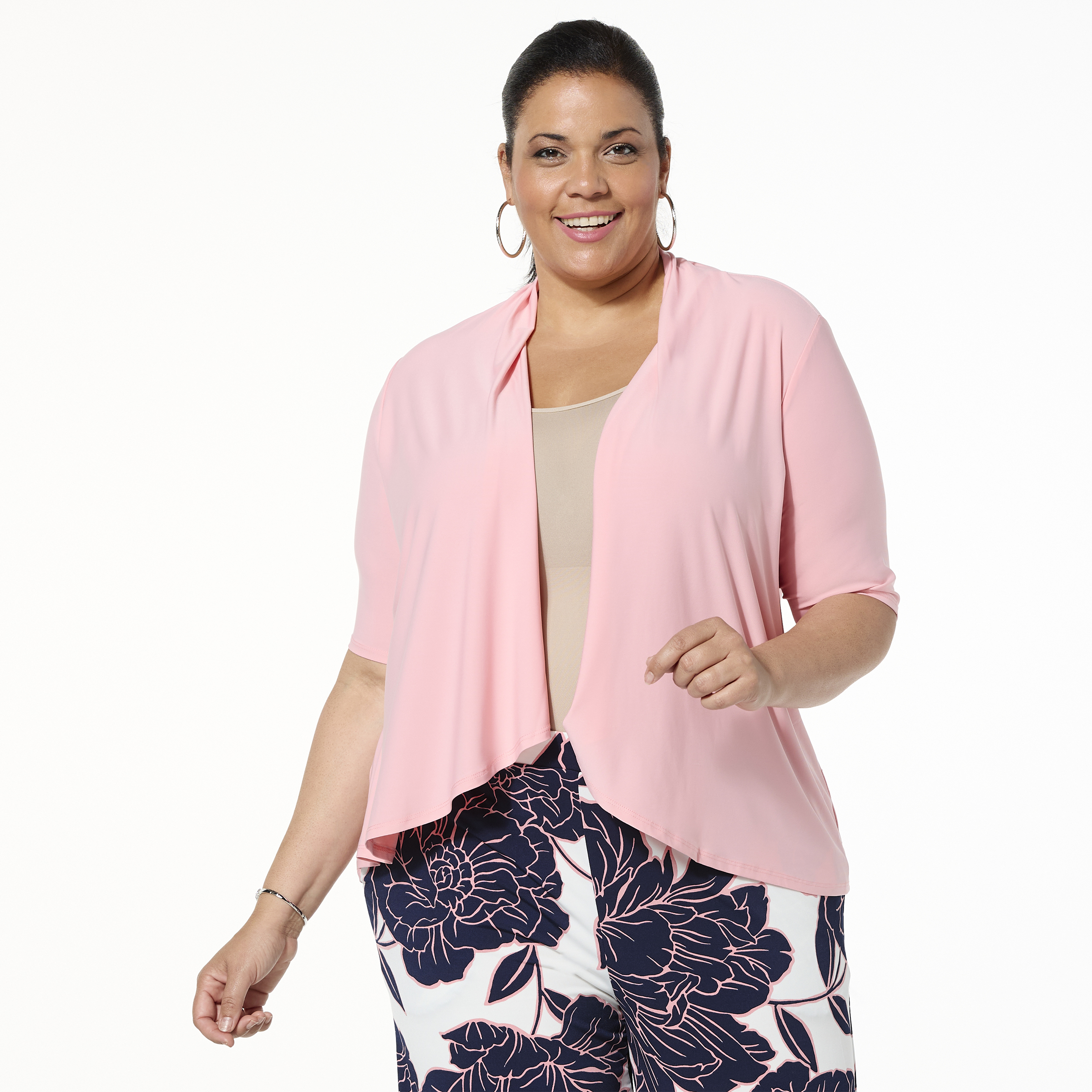 Nina Leonard Elbow-Sleeve Drape-Front Bolero | HSN