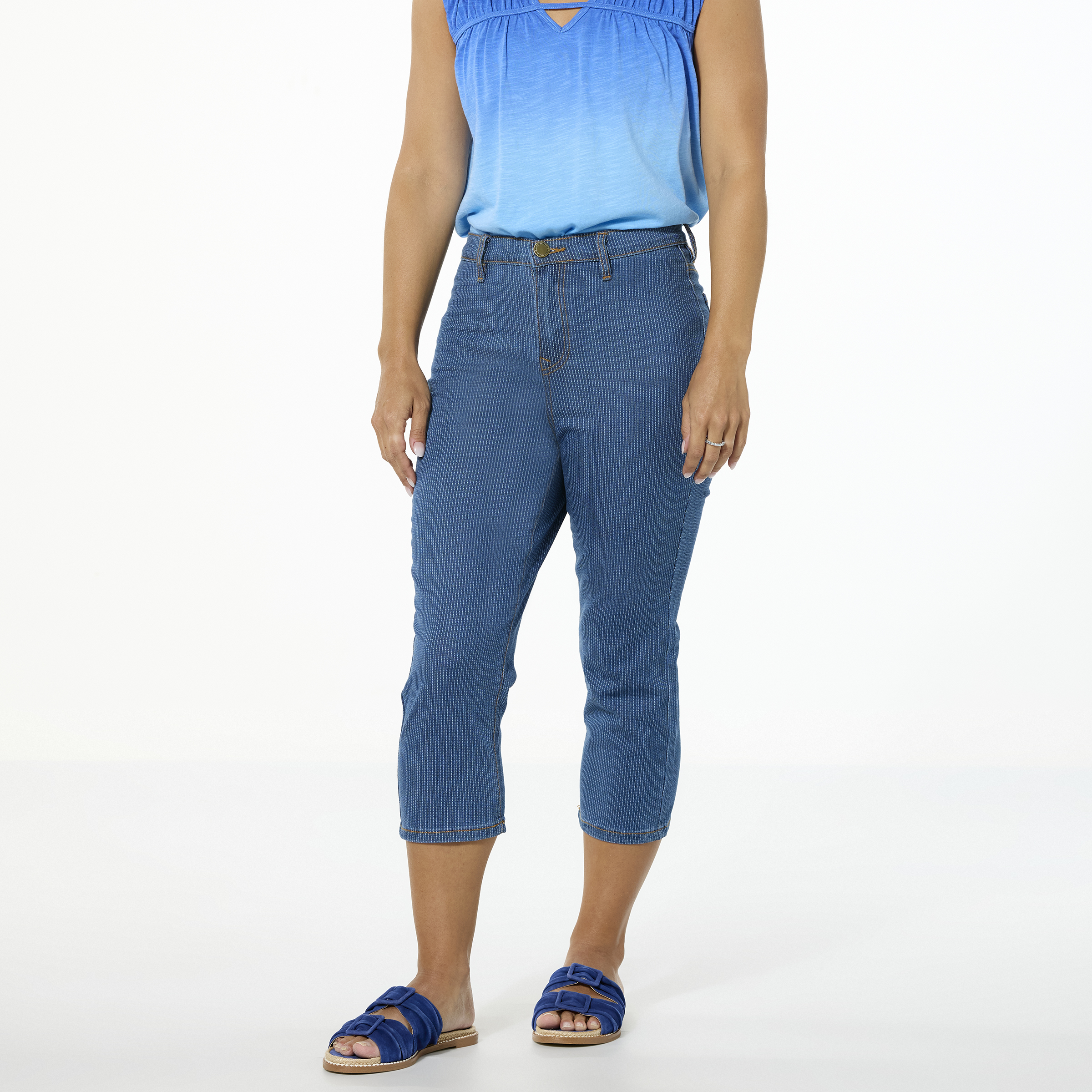 DG2 by Diane Gilman Effortless Stretch Denim Tri-Fit Capri | HSN