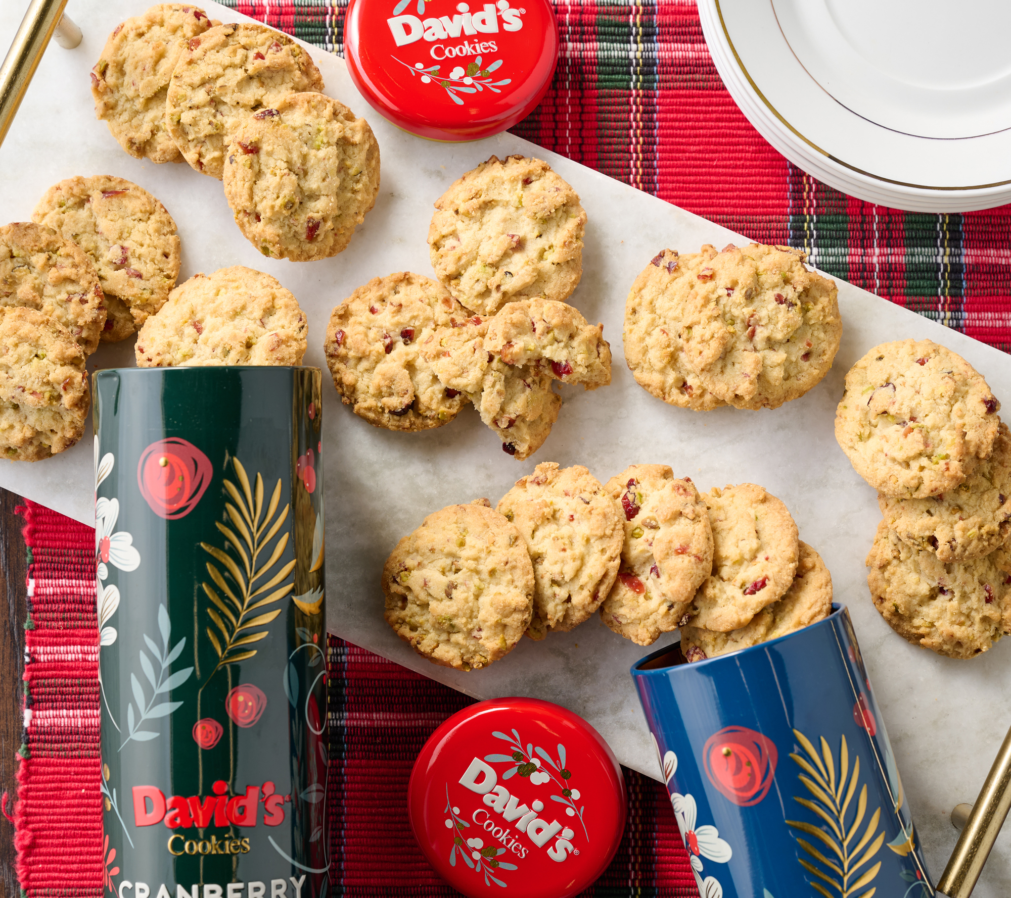 David's Cookies 44-count Cranberry Pistachio Cookies in 2 Holiday Tins ...