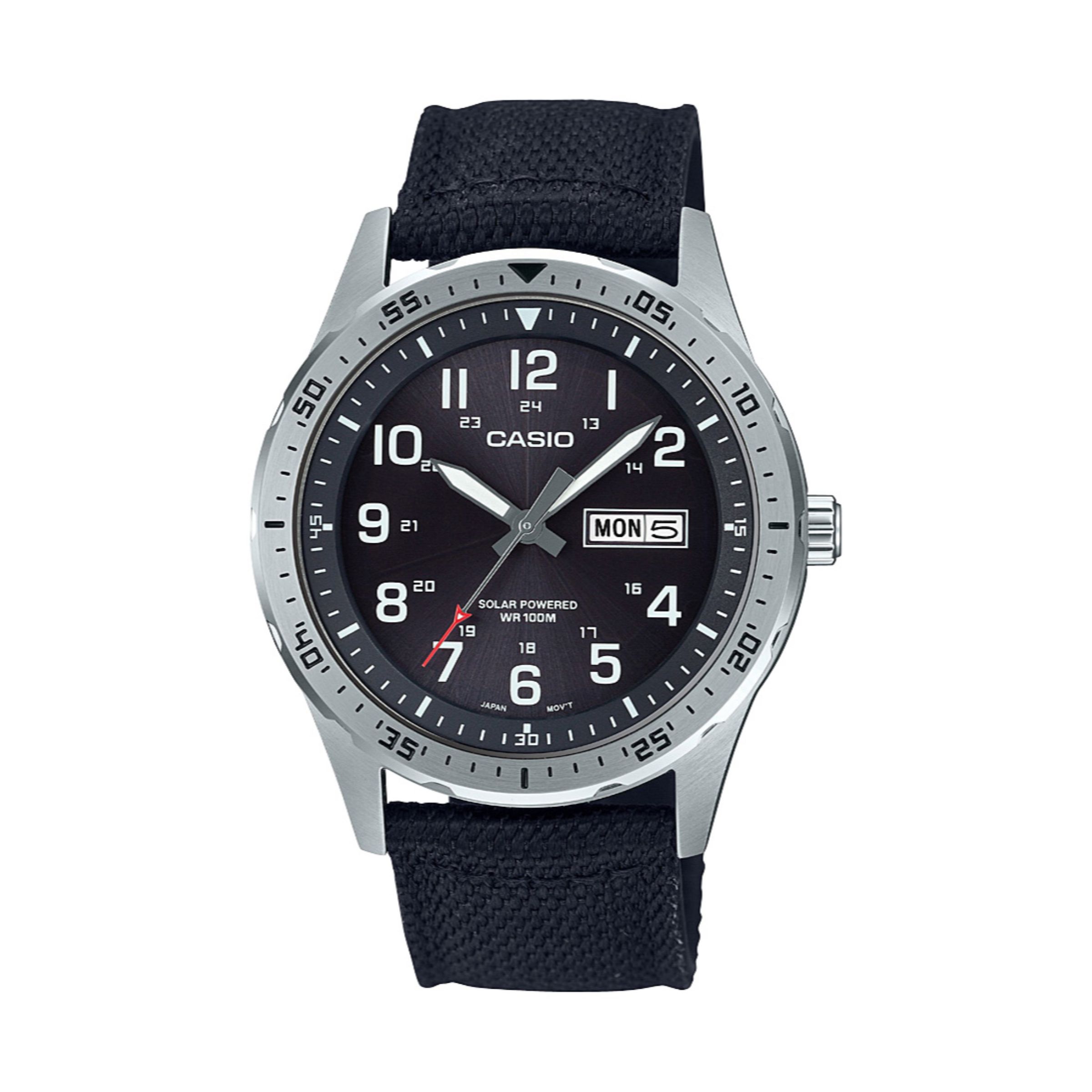 Casio Men's Solar-Powered Analog Black Nylon Strap Watch | HSN