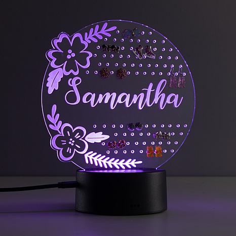Acrylic Floral Personalized Name LED Nightlight and Earring Holder | HSN