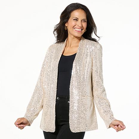 G by Giuliana Black Label Sequin Mesh Knit Blazer | HSN
