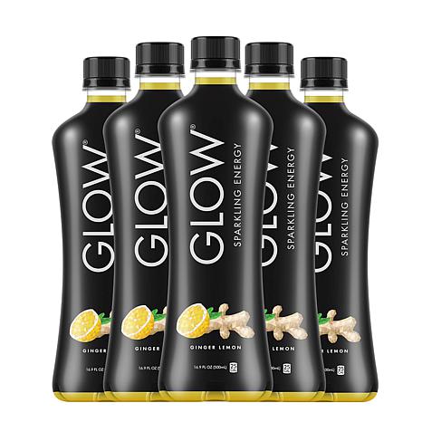 GLOW Beverages 6-pack Ginger Lemon Flavored Sparkling Energy Water | HSN