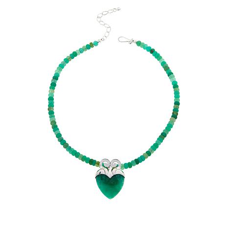 Jay King Sterling Silver Chrysoprase Heart Pendant with Necklace ...