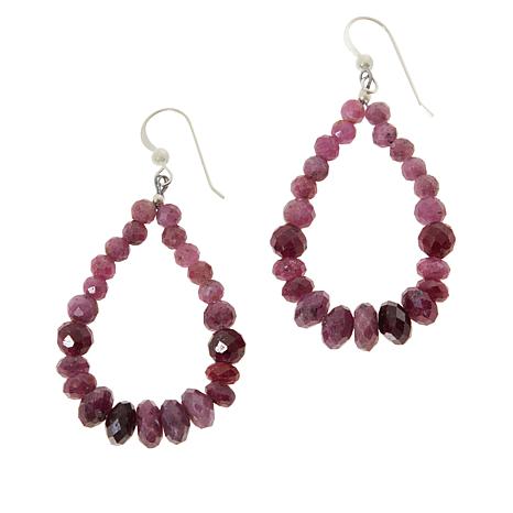 Jay King Sterling Silver Ruby Bead Loop Drop Earrings - 20716186 | HSN