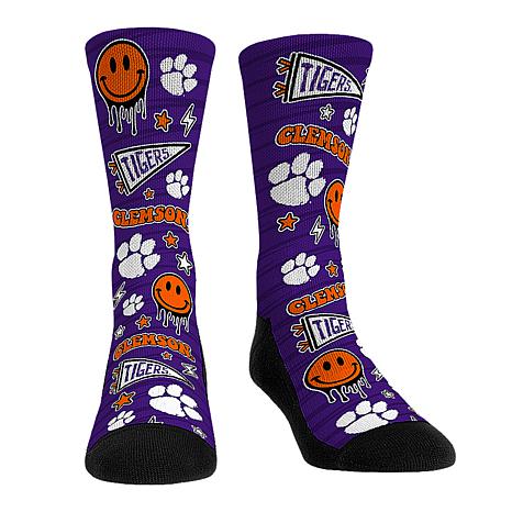 Rock Em Socks Clemson Tigers Smiley Stickers Crew Socks - 21604113 | HSN