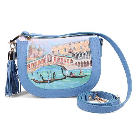 Ron White Amara Leather Crossbody Saddle Bag | HSN