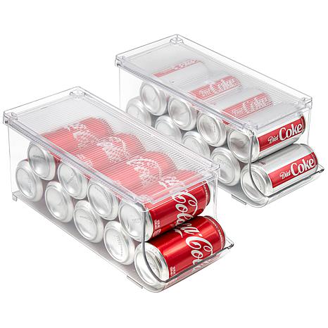 Sobus 2-pack Stackable Clear Plastic Soda Can Organizer with Lids ...