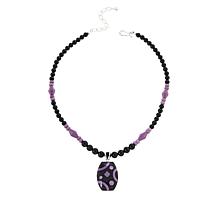 Jay King Turquoise Inlay Pendant with Black Leather Cord Necklace ...