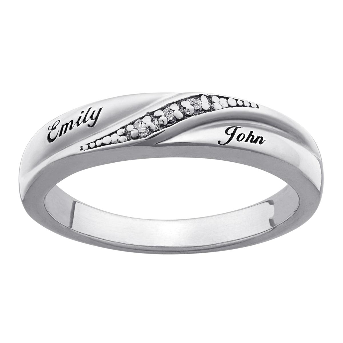 Ladies Diamond Accent Engraved Name Wedding Band | HSN