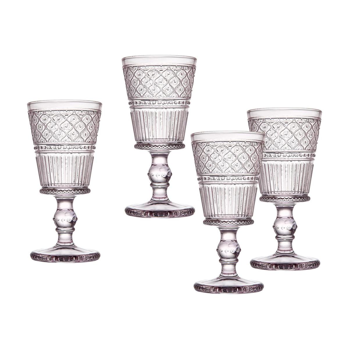 Godinger 12 oz. Claro Pink Goblet Glassware Set of 4 - 20246037 | HSN