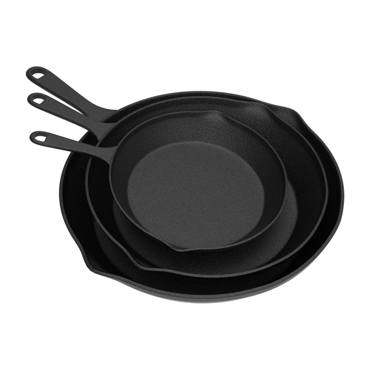 Hastings Home Set of 3 Cast Iron Pre-Seasoned Nonstick Skillets | HSN