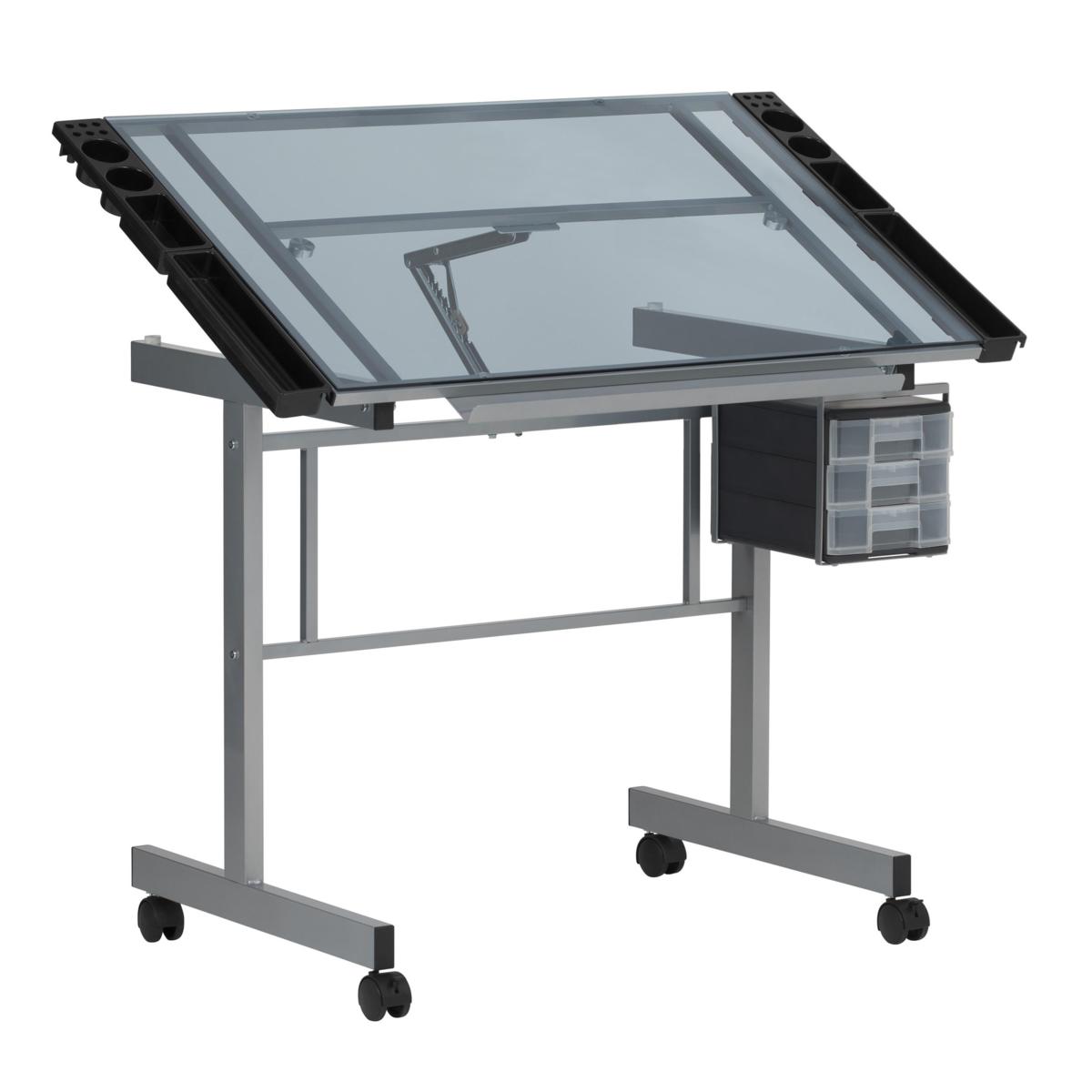 Studio Designs Vision Silver Mobile Drafting Table with Supply Storage ...