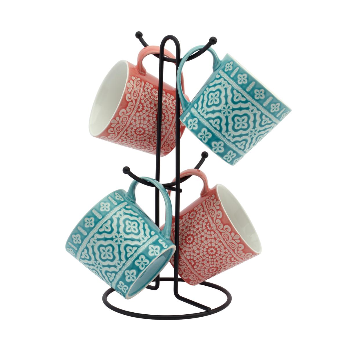 Tabletops Avenue 4-Piece Coffee Mug Set with Tree Rack - 20339918 | HSN