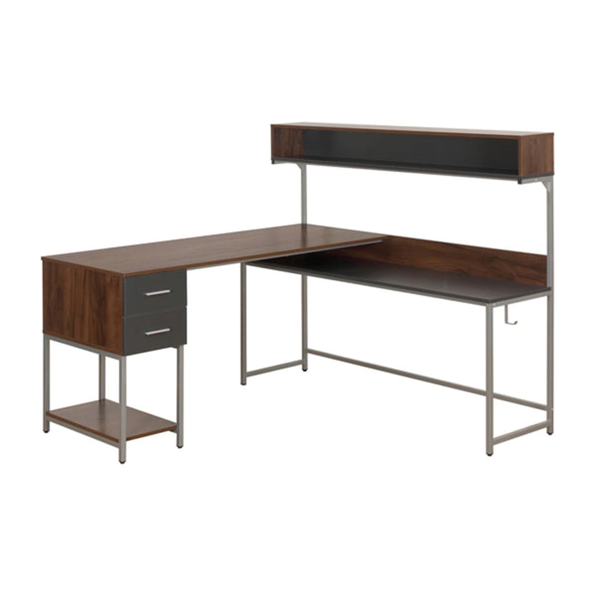 Techni Mobili L-Shape Desk with Hutch and Storage, White - 20628623 | HSN
