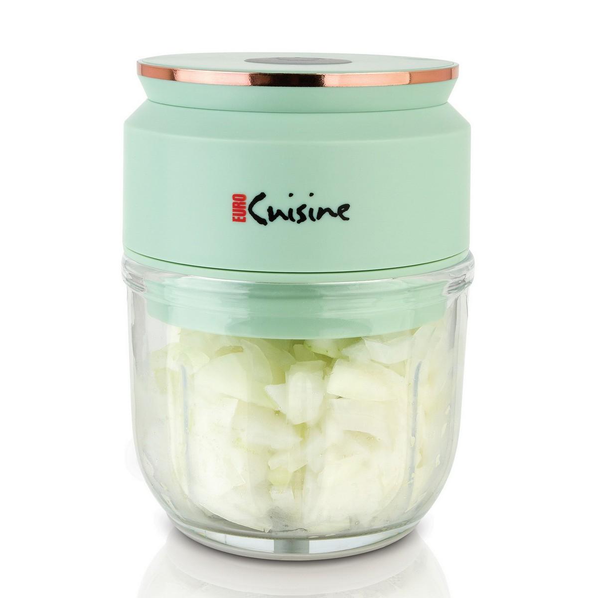 Euro Cuisine Mini Cordless Chopper with USB Cord & Glass Bowl, Green ...