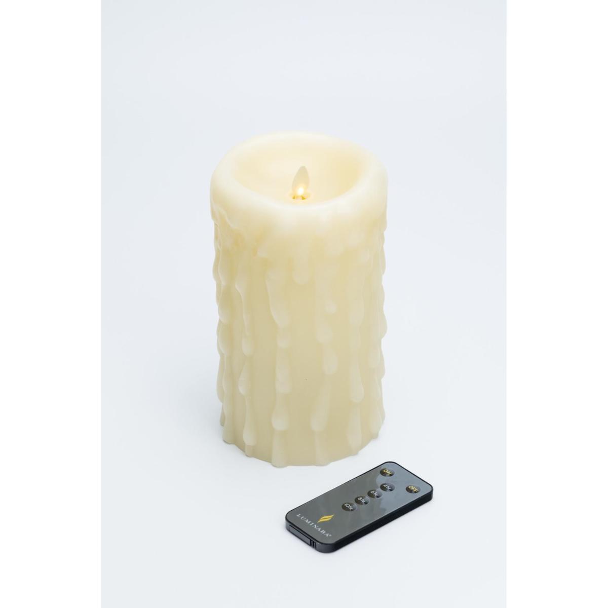 Luminara 7" Tall Heavy Wax Drip Flameless Candle with Remote Control ...