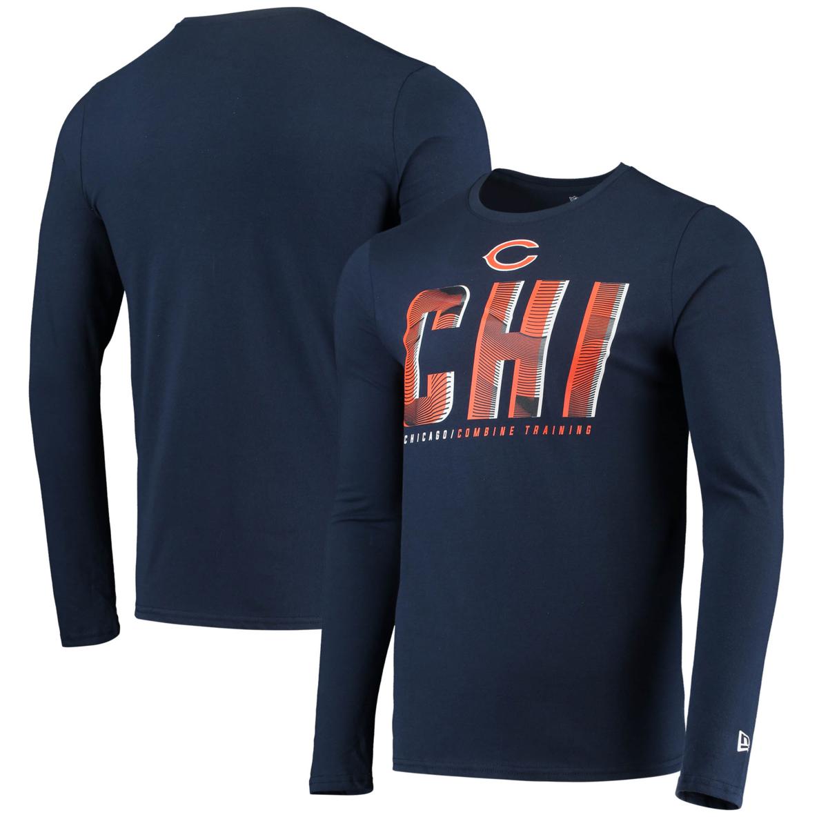 Men's New Era Navy Chicago Bears Combine Authentic Static Abbreviation Long Sleeve T-Shirt ...