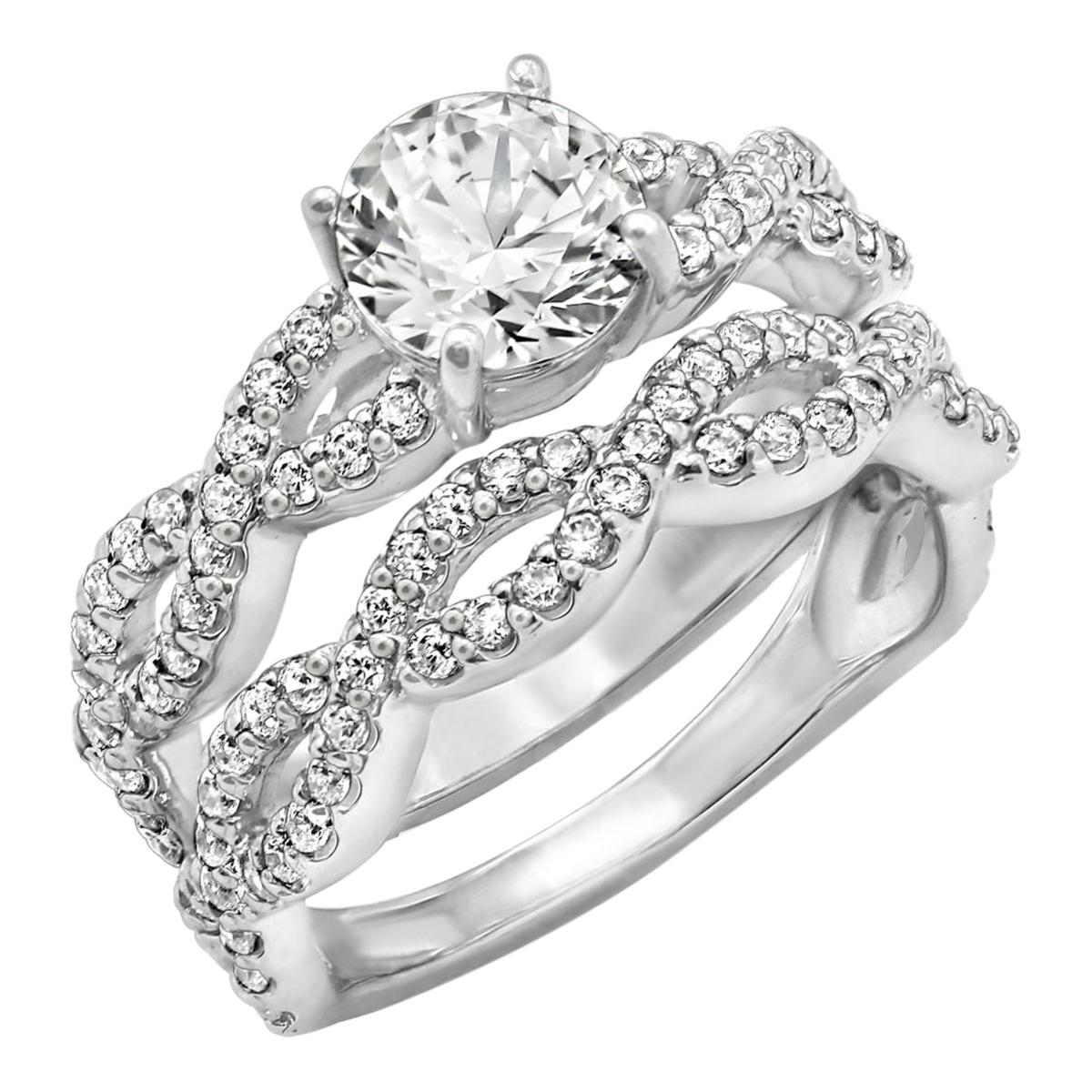 Radiance by Absolute™ 3.95ctw Twist-Shank Solitaire Ring 2-piece Set | HSN