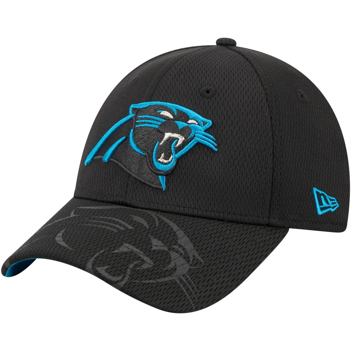 Men's New Era Black Carolina Panthers Top Visor 9FORTY Adjustable Hat ...