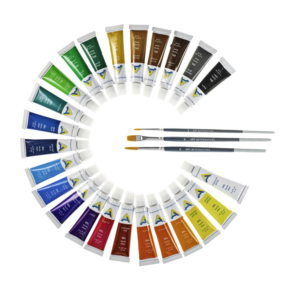 Art Alternatives Economy Oil Paint Set, 12ml Tubes - 24-Color Set ...