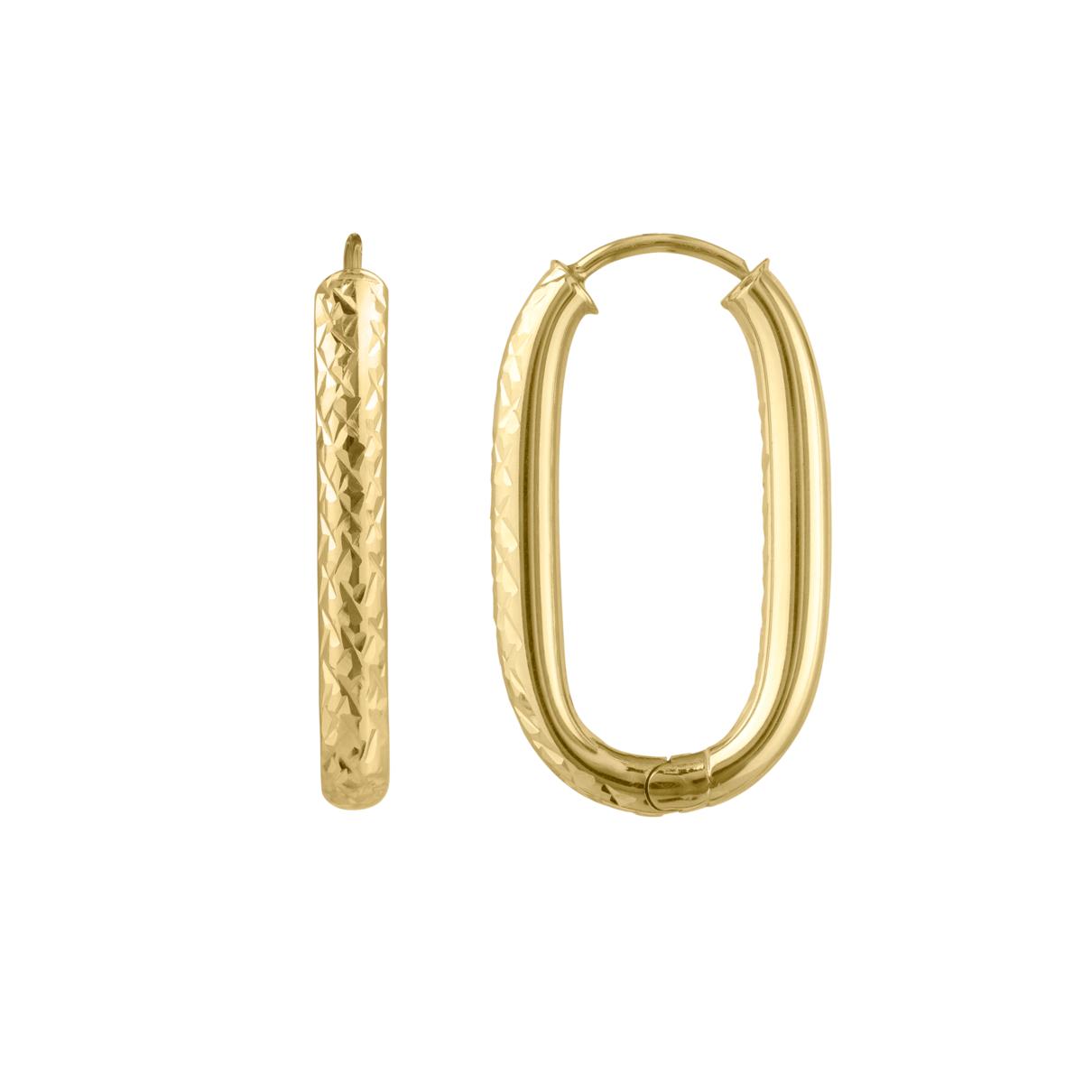 14K Gold Oval Hoop Earrings - 23223228 | HSN