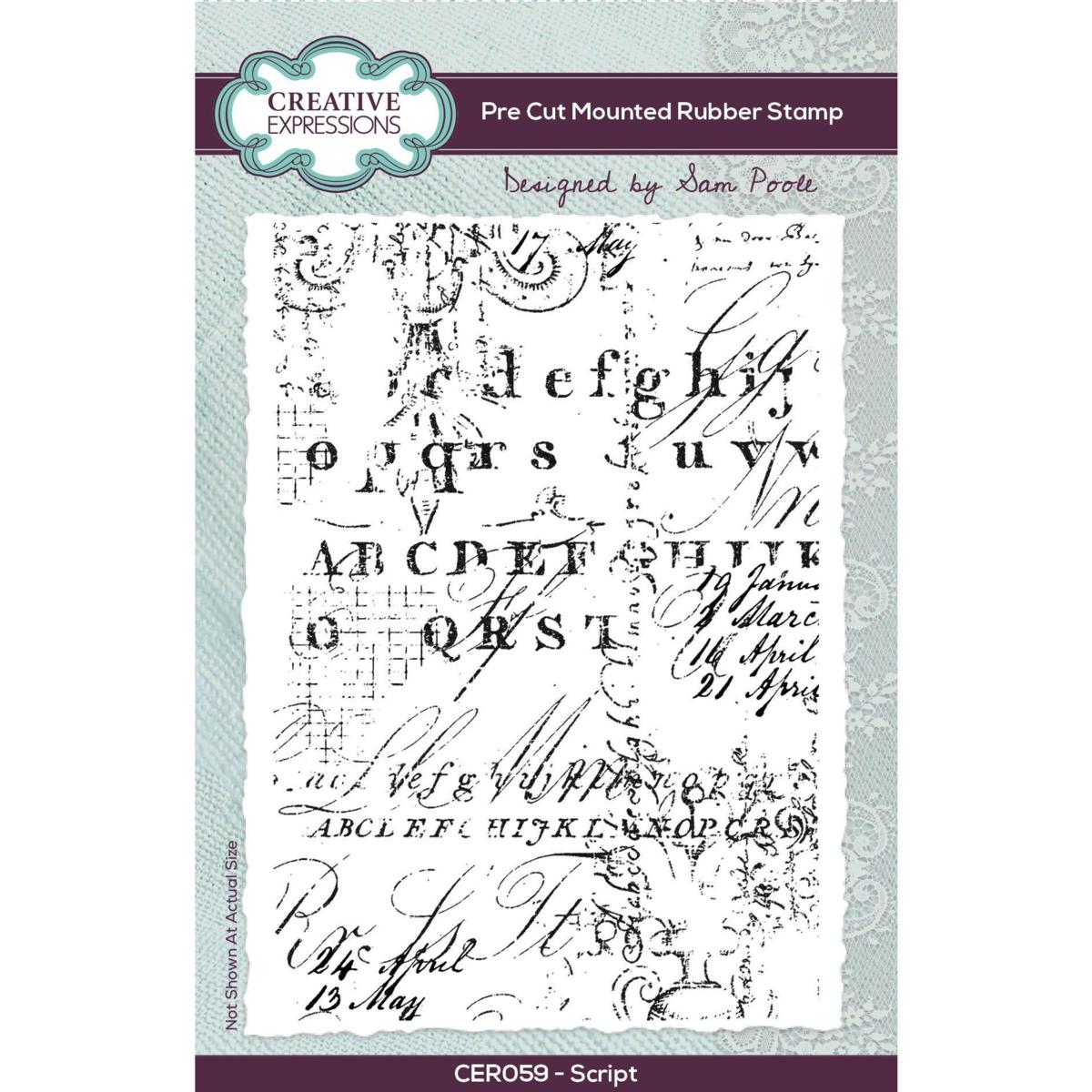 Creative Expressions Sam Poole Script 4 in x 6 in Pre Cut Rubber Stamp ...