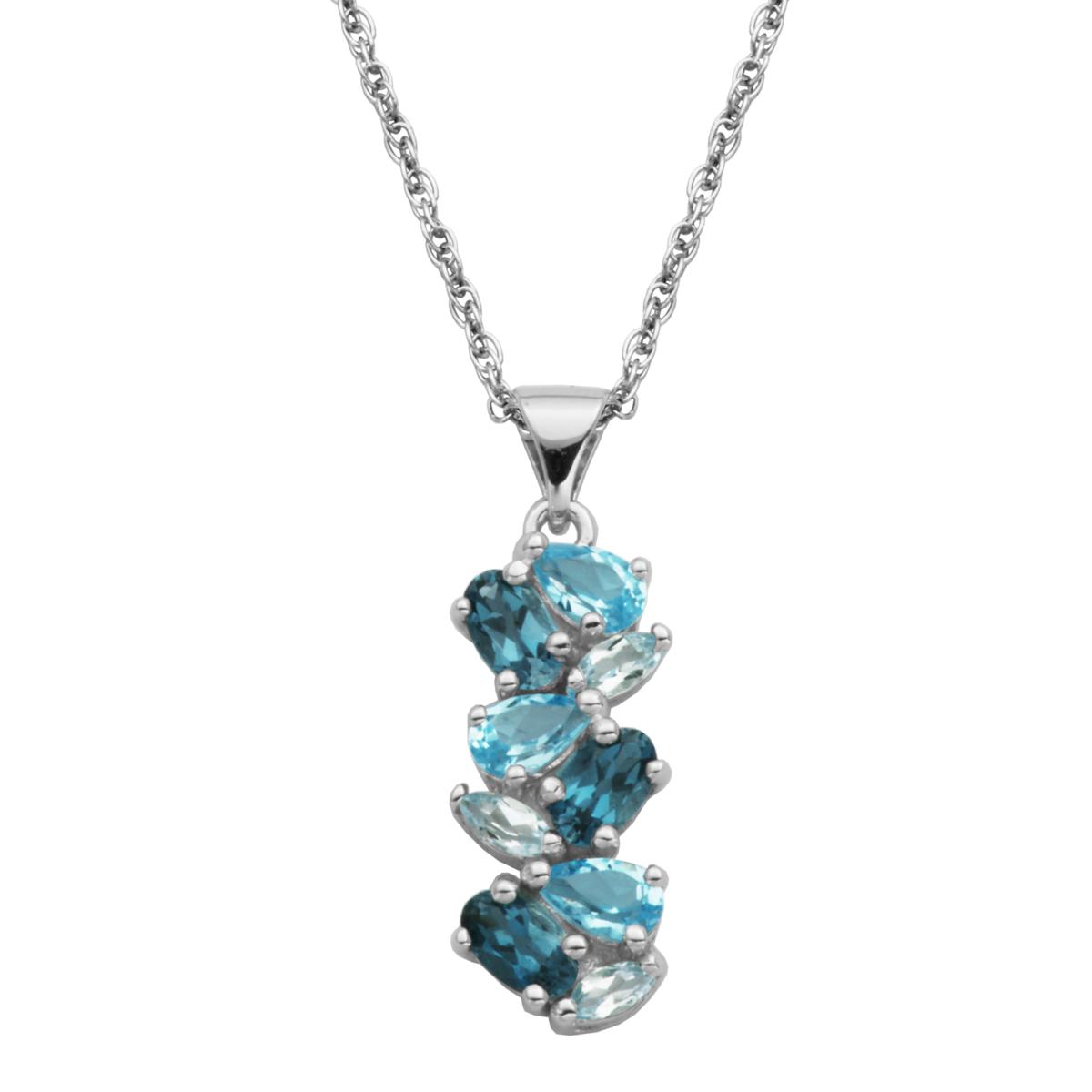 Sterling Silver Tonal Blue Topaz Pendant with 18" Chain Necklace | HSN
