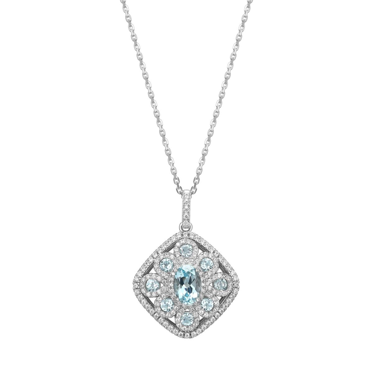 Sterling Silver Colored Gemstone and White Zircon Pendant with Chain | HSN