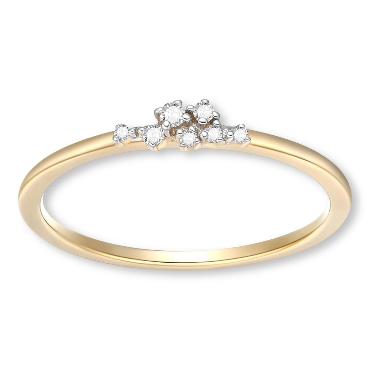 14K Yellow Gold 0.05ctw Diamond Sprinkled Stardust Band Ring | HSN