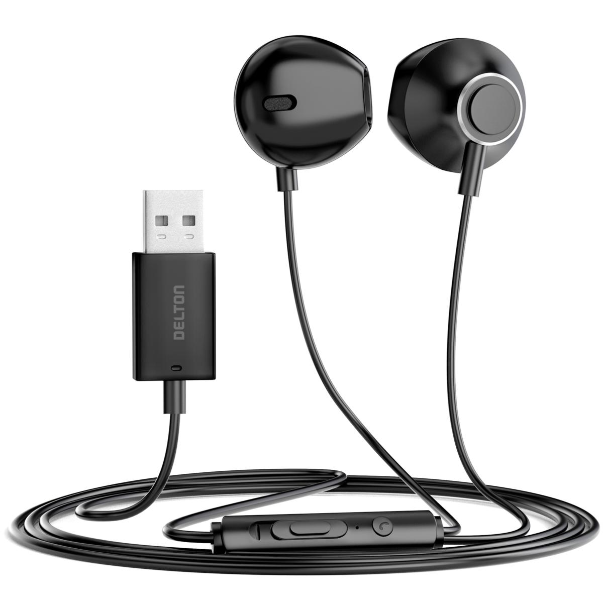 Delton 10E USB Wired Computer Earbuds w/ Mic for Laptops/PC - 23320091 ...