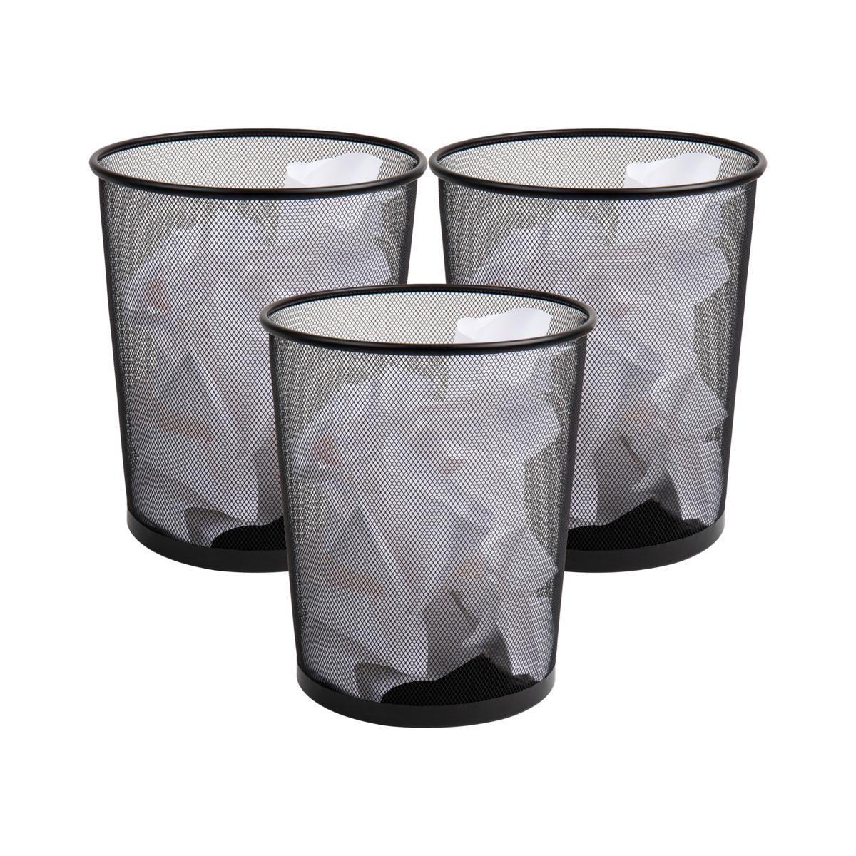 Mind Reader Mesh Trash Can Set of 3 Wastepaper Basket Round | HSN