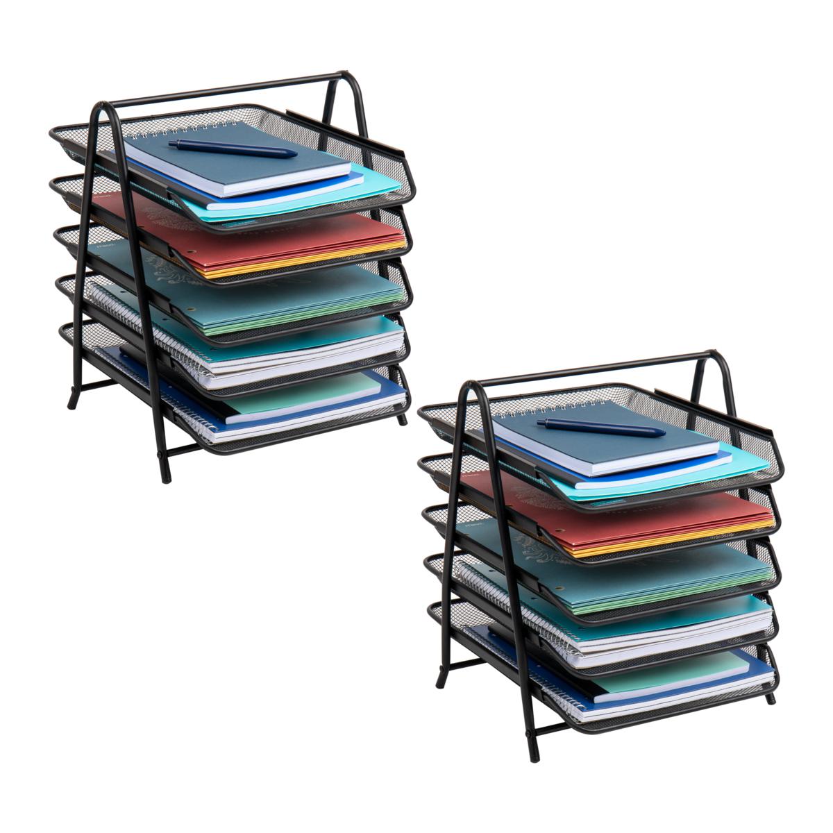 Mind Reader 5-Tier Paper Tray Desktop Organizer File Storage Pack of 2 ...