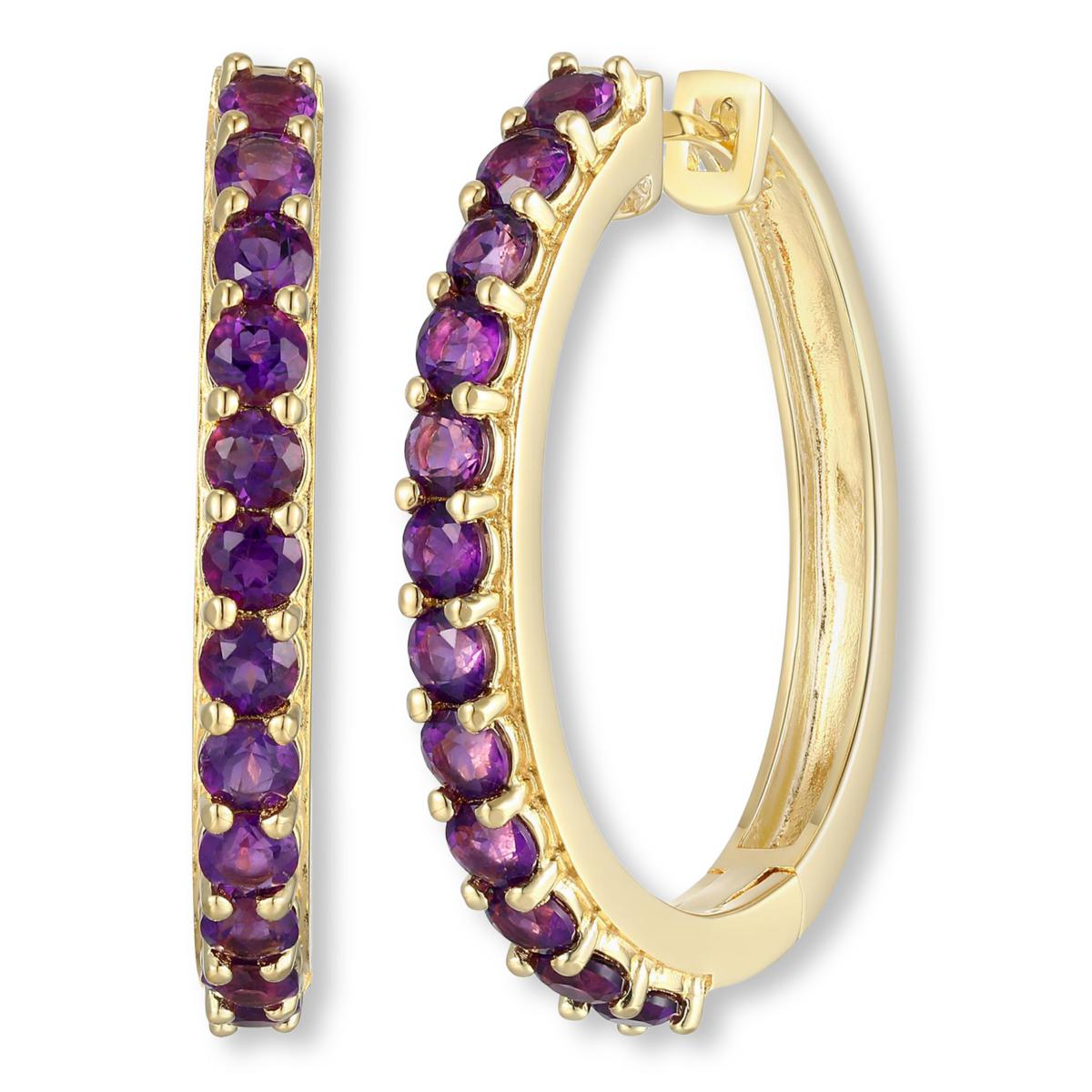 18K Gold-Plated Sterling Silver Gemstone Hoop Earrings | HSN