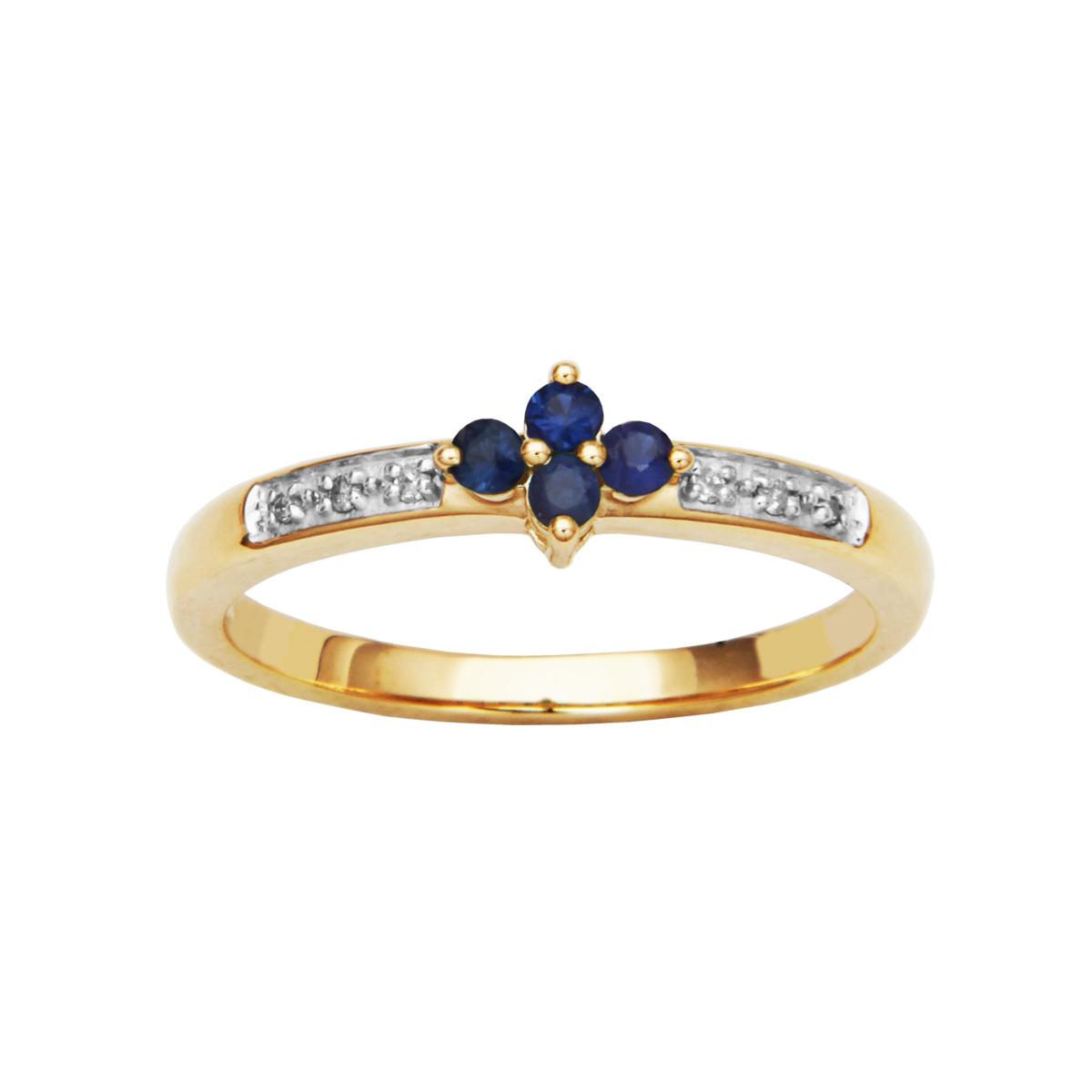 10K Yellow Gold Gemstone and Diamond Accent Clover Ring | HSN
