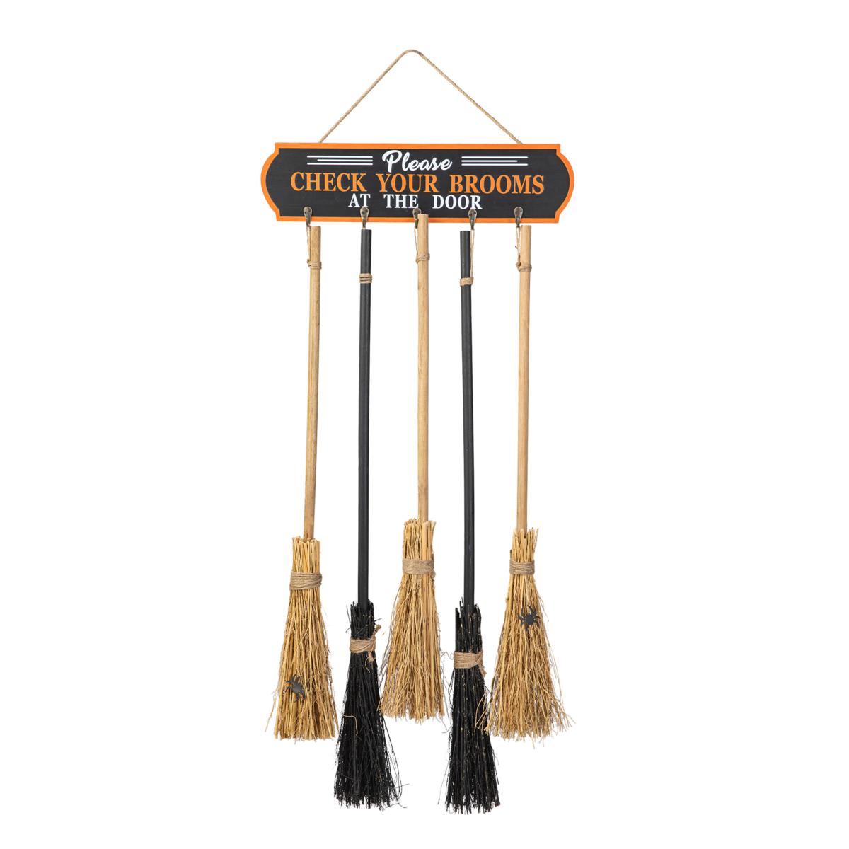 42"H Halloween Wooden Brooms Parking Porch Decor (KD) | HSN
