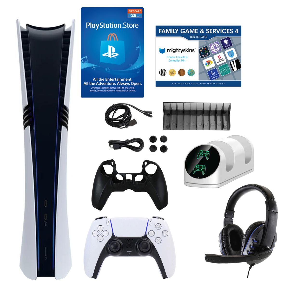 PS5 Pro 2TB Digital Console with $25 PNS Card and Accessories Bundle ...