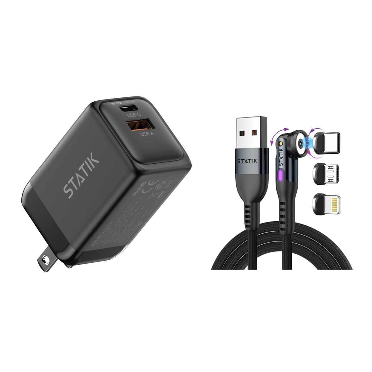 45W BlitzCharge Dual Power Adapter with STATIK Universal Charge Cable | HSN