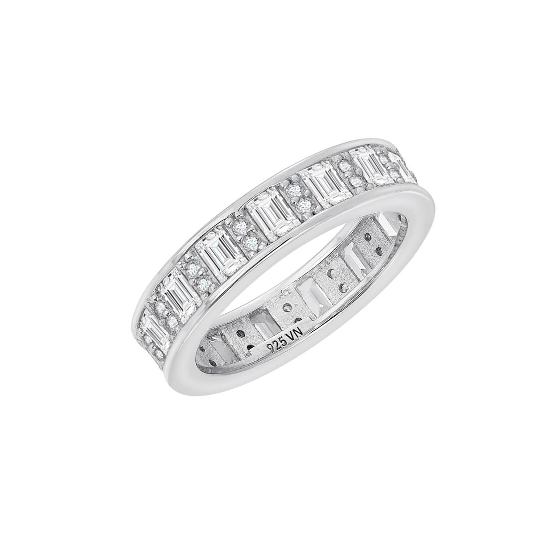 Radiance by Absolute™ Platinum-Plated Baguette and Round Eternity Ring ...