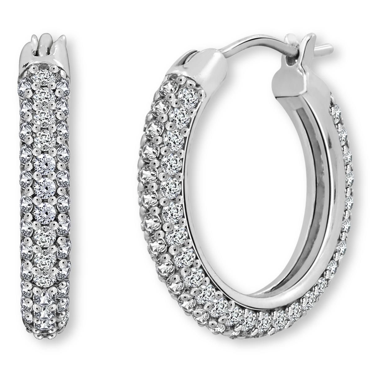 Radiance by Absolute™ Platinum-Plated Domed Pavé Hoop Earrings | HSN