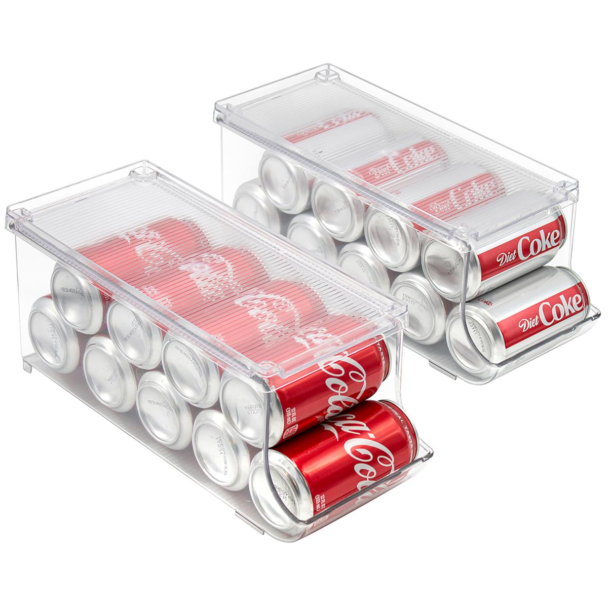 Sobus 2-pack Stackable Clear Plastic Soda Can Organizer with Lids ...