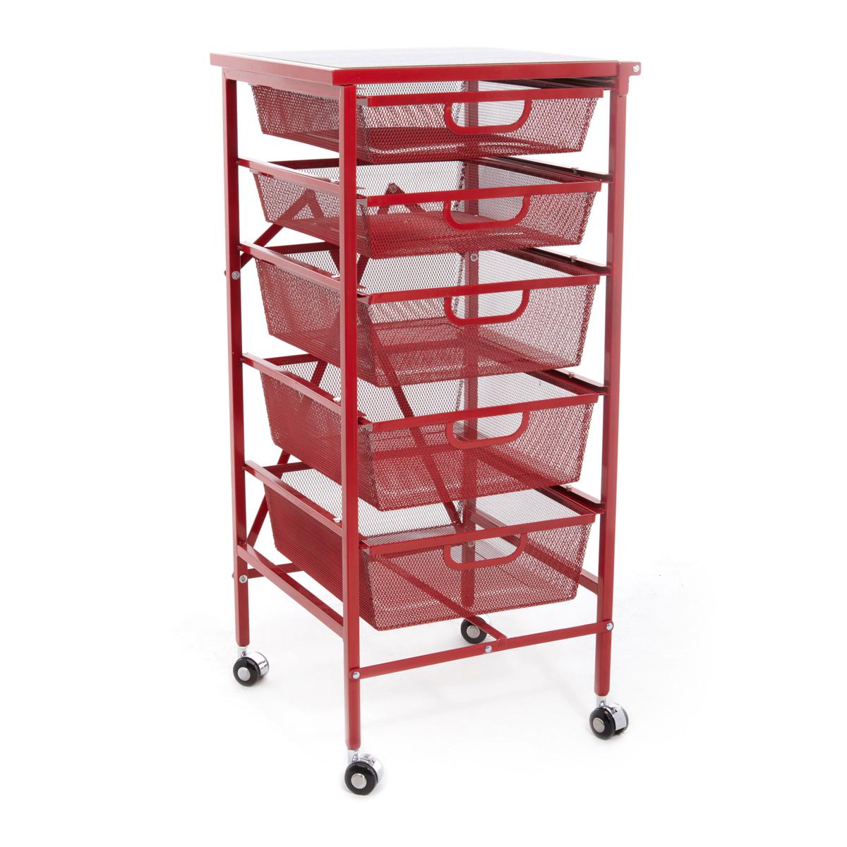 Origami 5-Drawer Cart with Wooden Top - 8271923 | HSN