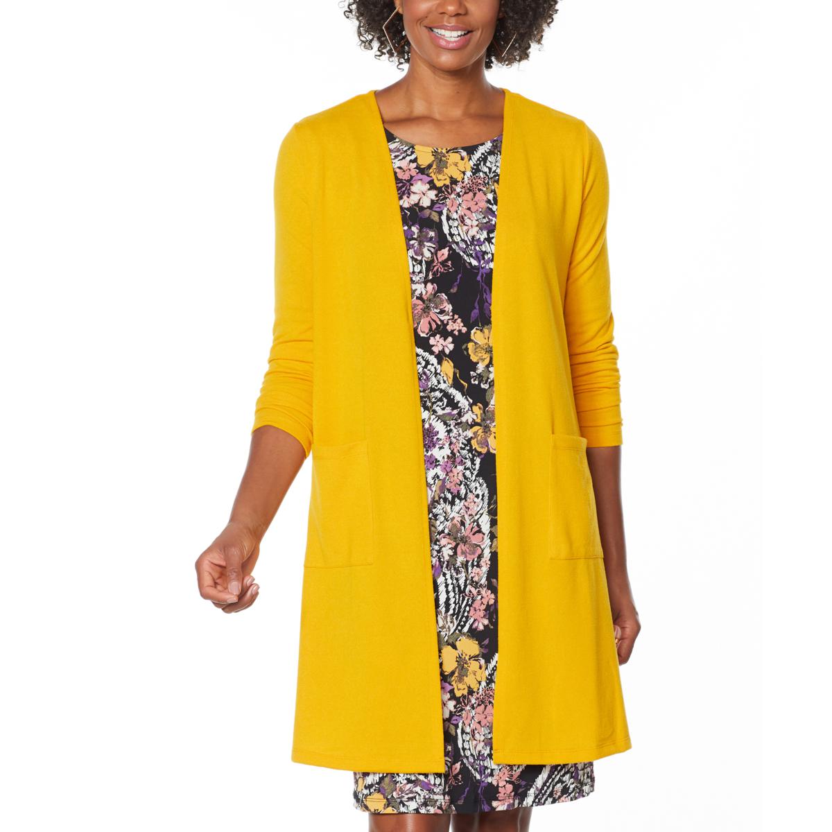 (HSN) Exclusive! Nina Leonard Dolce Knit Duster Cardigan with Pockets ...
